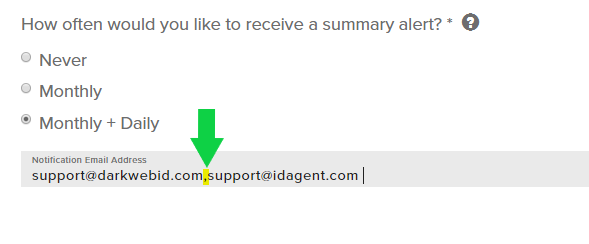 Adding multiple email recipients to notifications