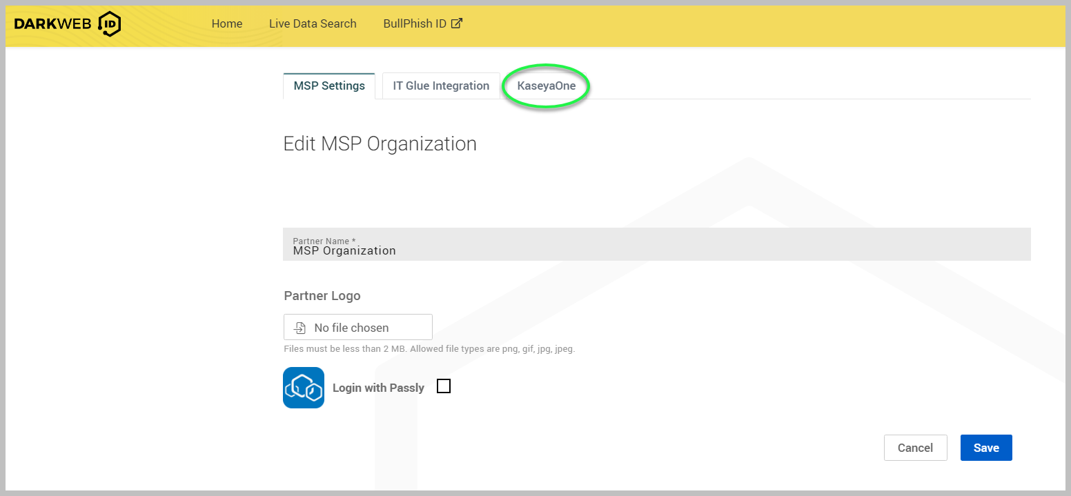 Enabling login with KaseyaOne