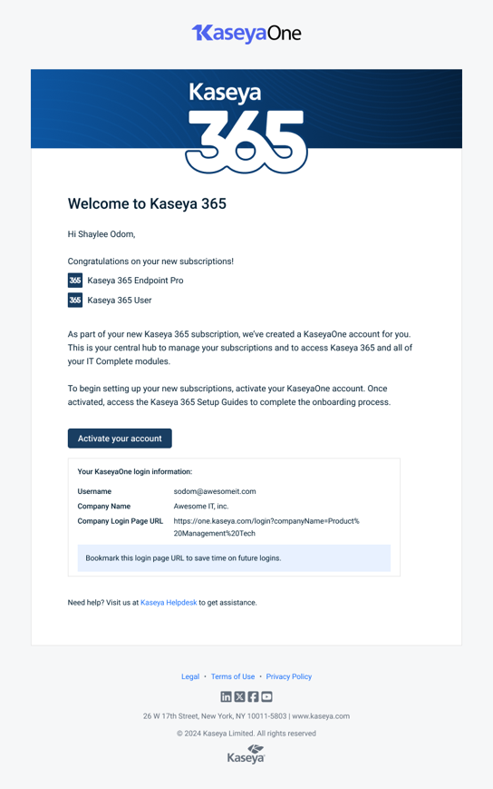 Getting started with Kaseya 365