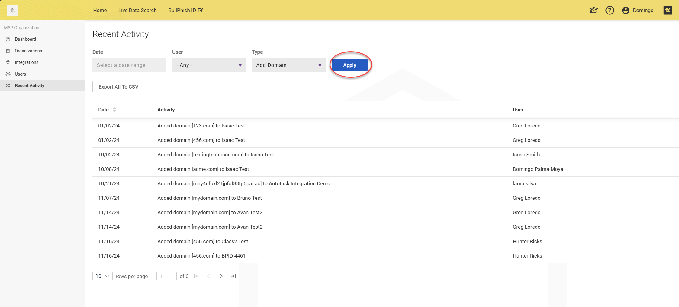 Exploring the Recent Activity page